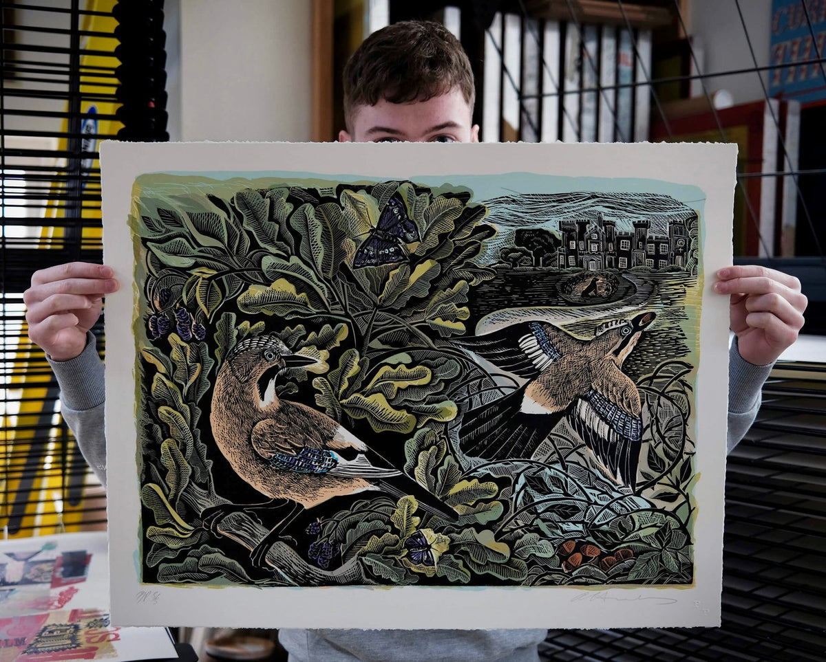 Knepp Jay and Oak Tree - Angela Harding | Original Print – Penfold Press
